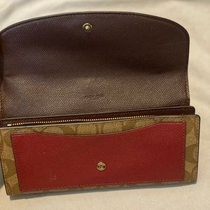 Bags | Coach Metallic Red And Monogram Wallet | Poshmark